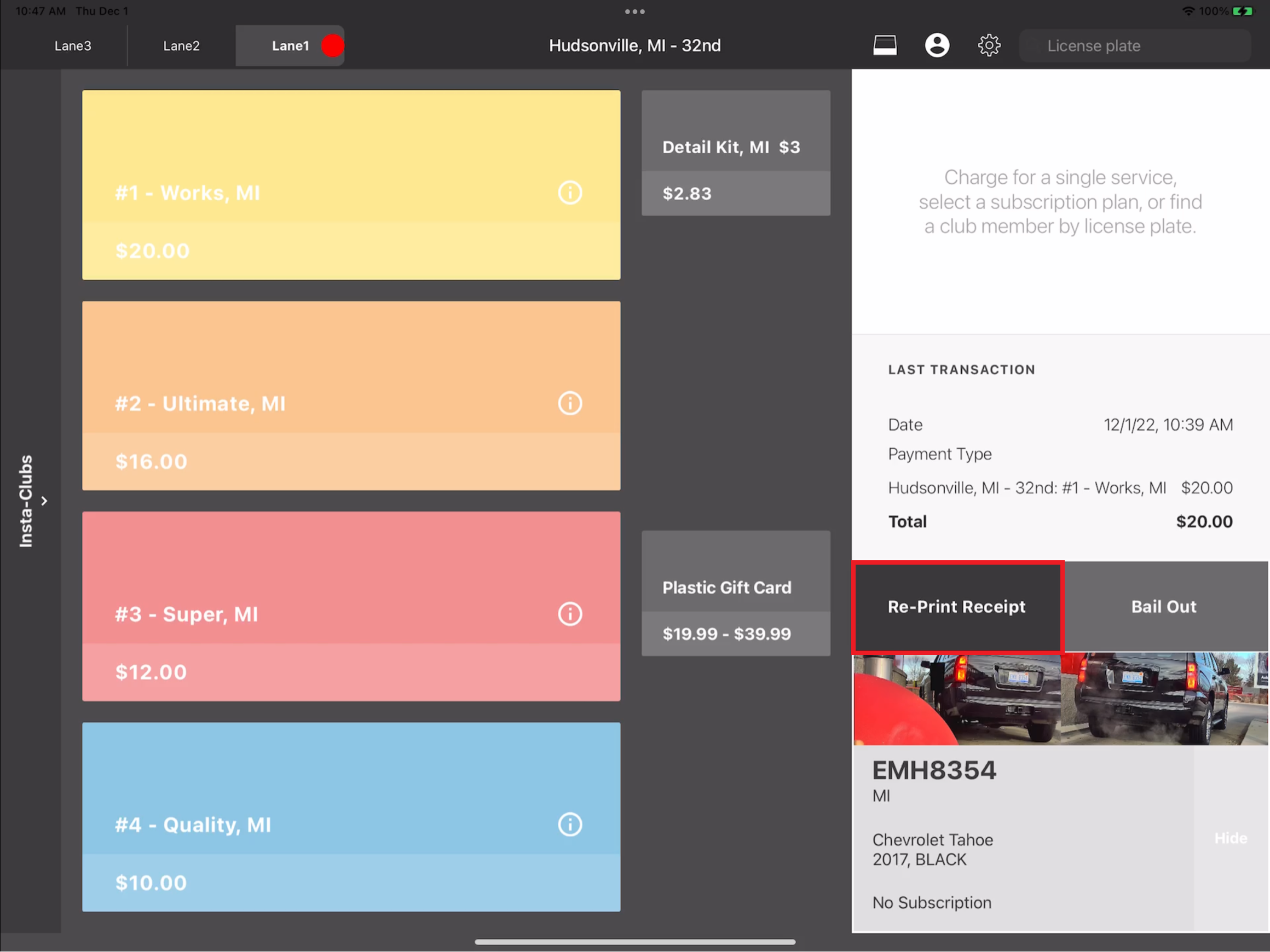 Reprinting receipts – Tommy Car Wash Systems