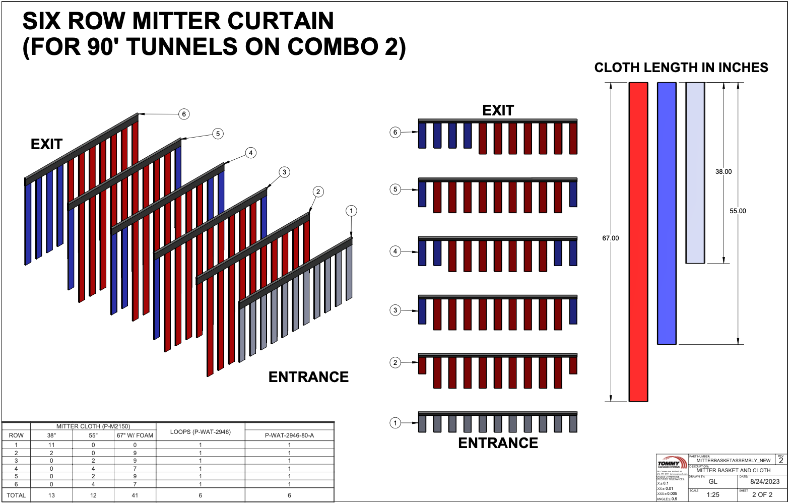 Diagram: Six Row Mitter Curtain (Single Piece Velcro) – Tommy Car Wash ...