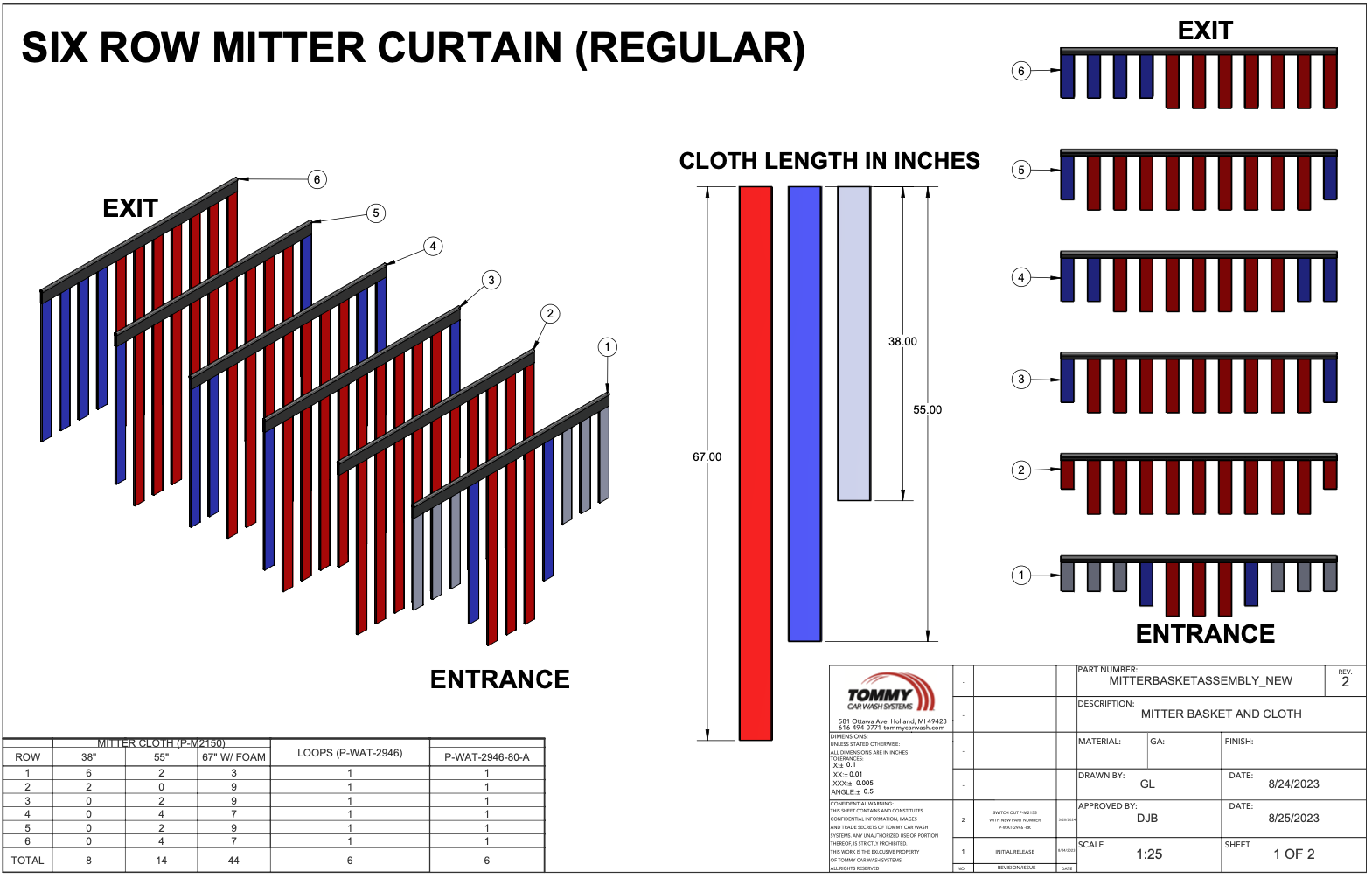 Diagram: Six Row Mitter Curtain (Single Piece Velcro) – Tommy Car Wash ...