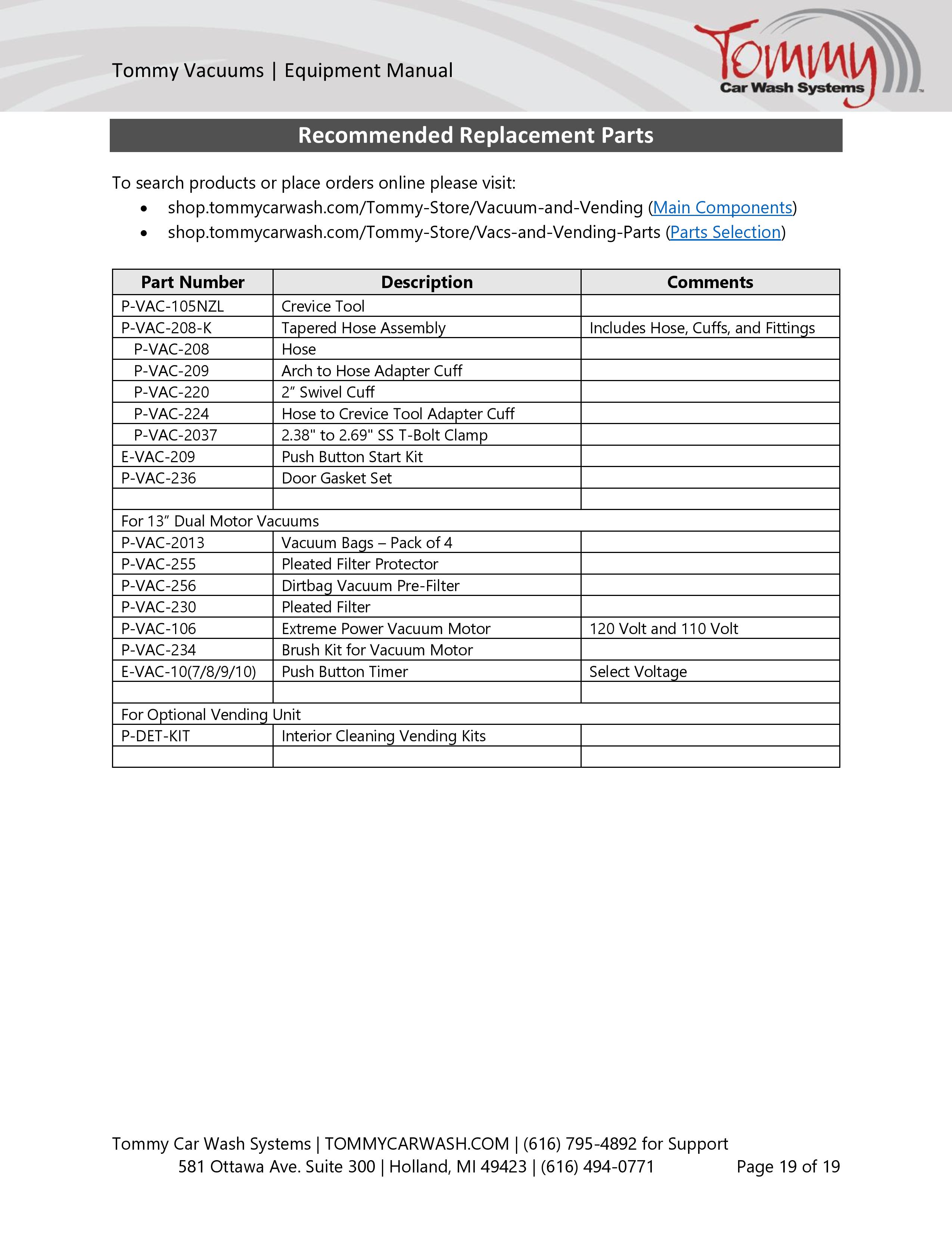 Operator Manual: Tommy Car Wash Systems Vacuum Stations – Tommy Car ...